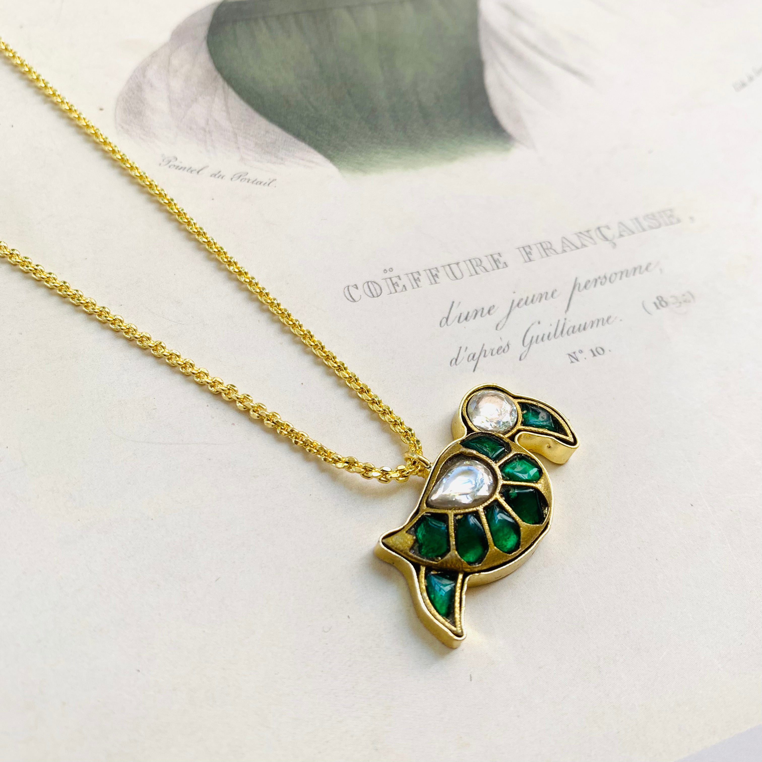 Emerald Parrot Charm Necklace – Jewel Box by ARNAV